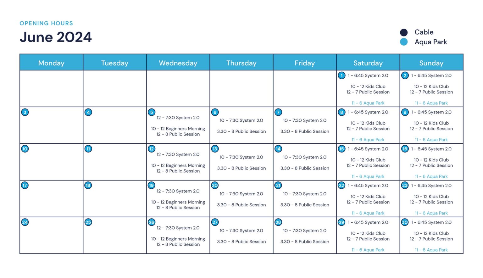 Opening Hours - Thorpe Lakes